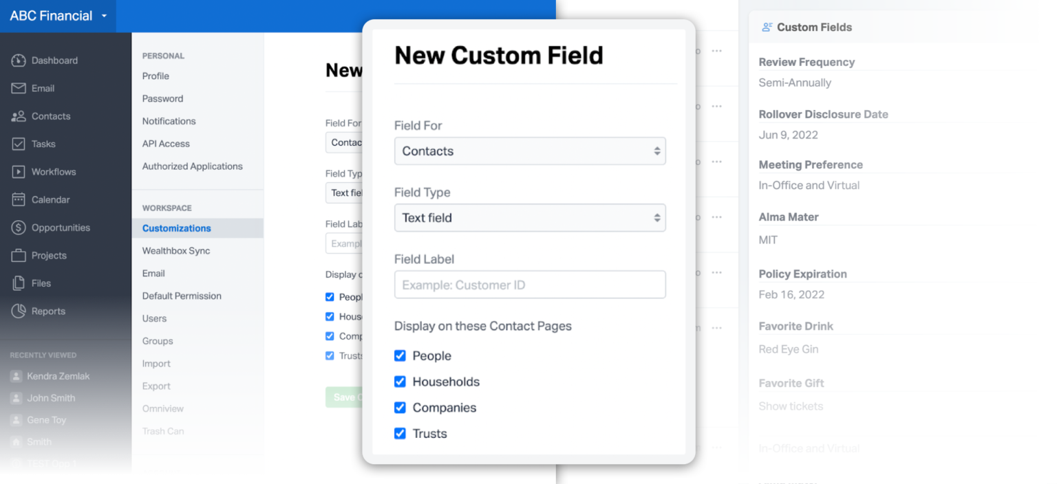 New Feature: Customizing Custom Field Displays | Wealthbox CRM New Feature: Customizing Custom Field Displays | Wealthbox CRM