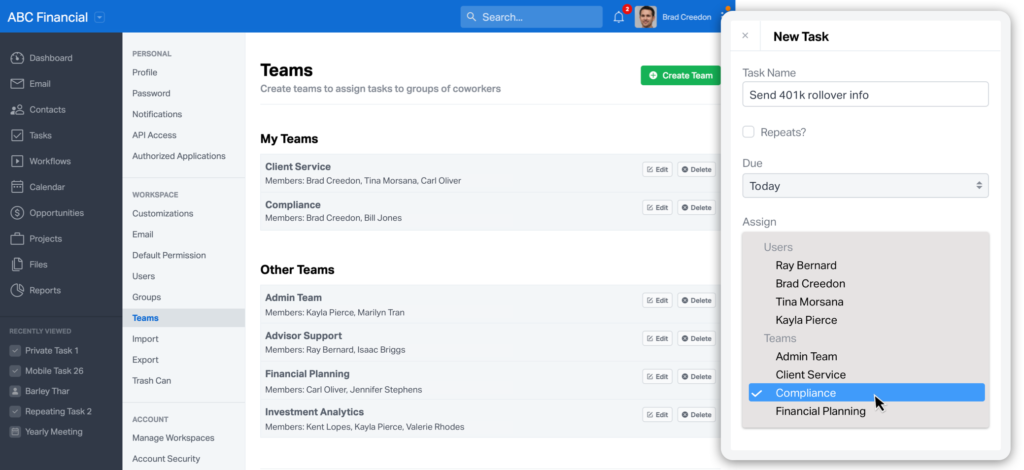 New Feature: Teams and Task Assignments | Wealthbox CRM