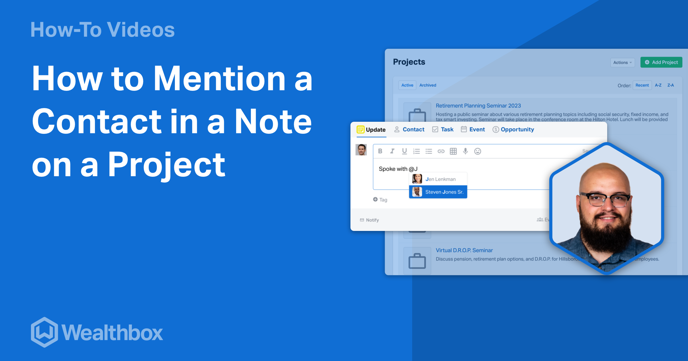 How to Mention a Contact in a Note on a Project | Wealthbox CRM