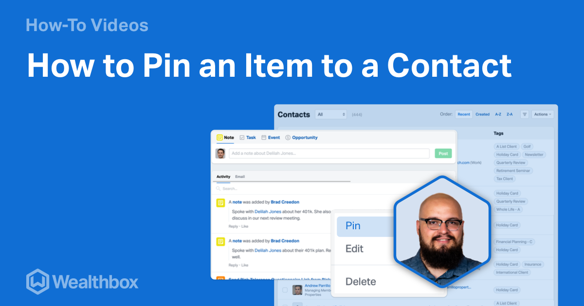 How to Pin an Item to a Contact | Wealthbox CRM