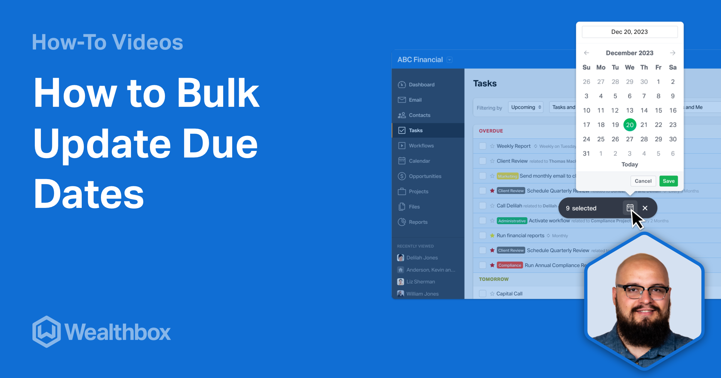 How to Bulk Update Due Dates | Wealthbox CRM