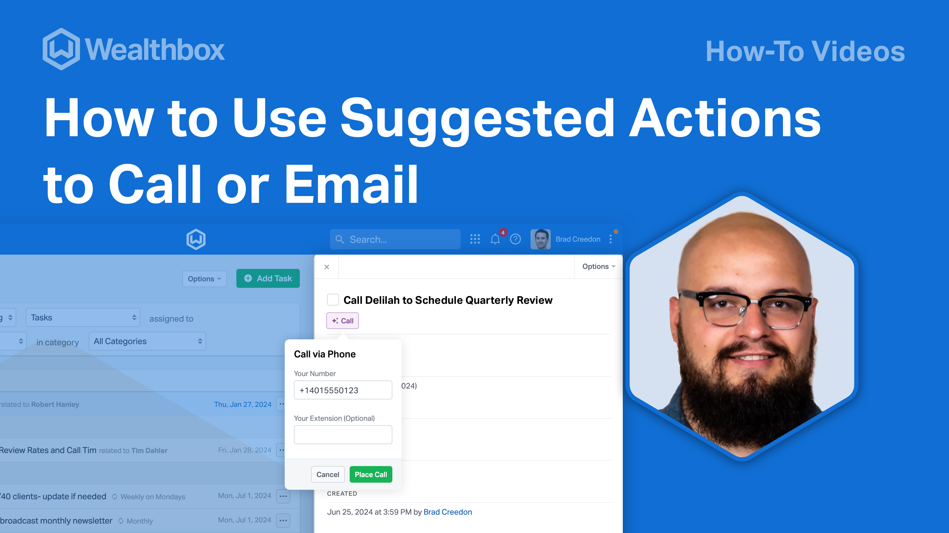 How to Use Suggested Actions to Call or Email | Wealthbox CRM