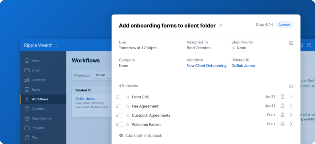 New Feature: Subtasks for Workflows | Wealthbox CRM